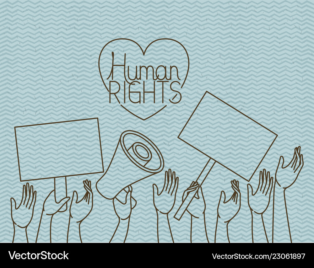 Hand with heart human rights drawns Royalty Free Vector