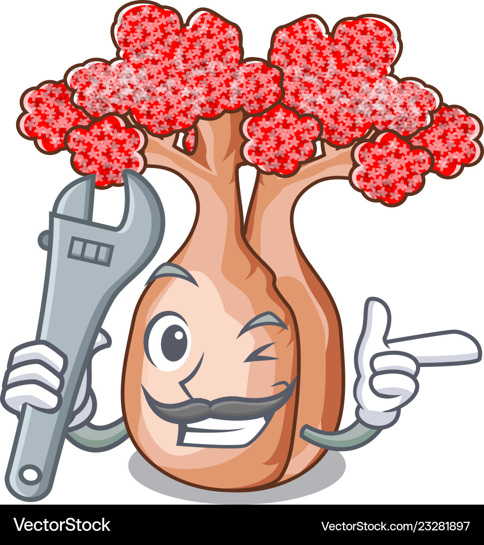 Mechanic bottle shaped tree on a cartoon Vector Image