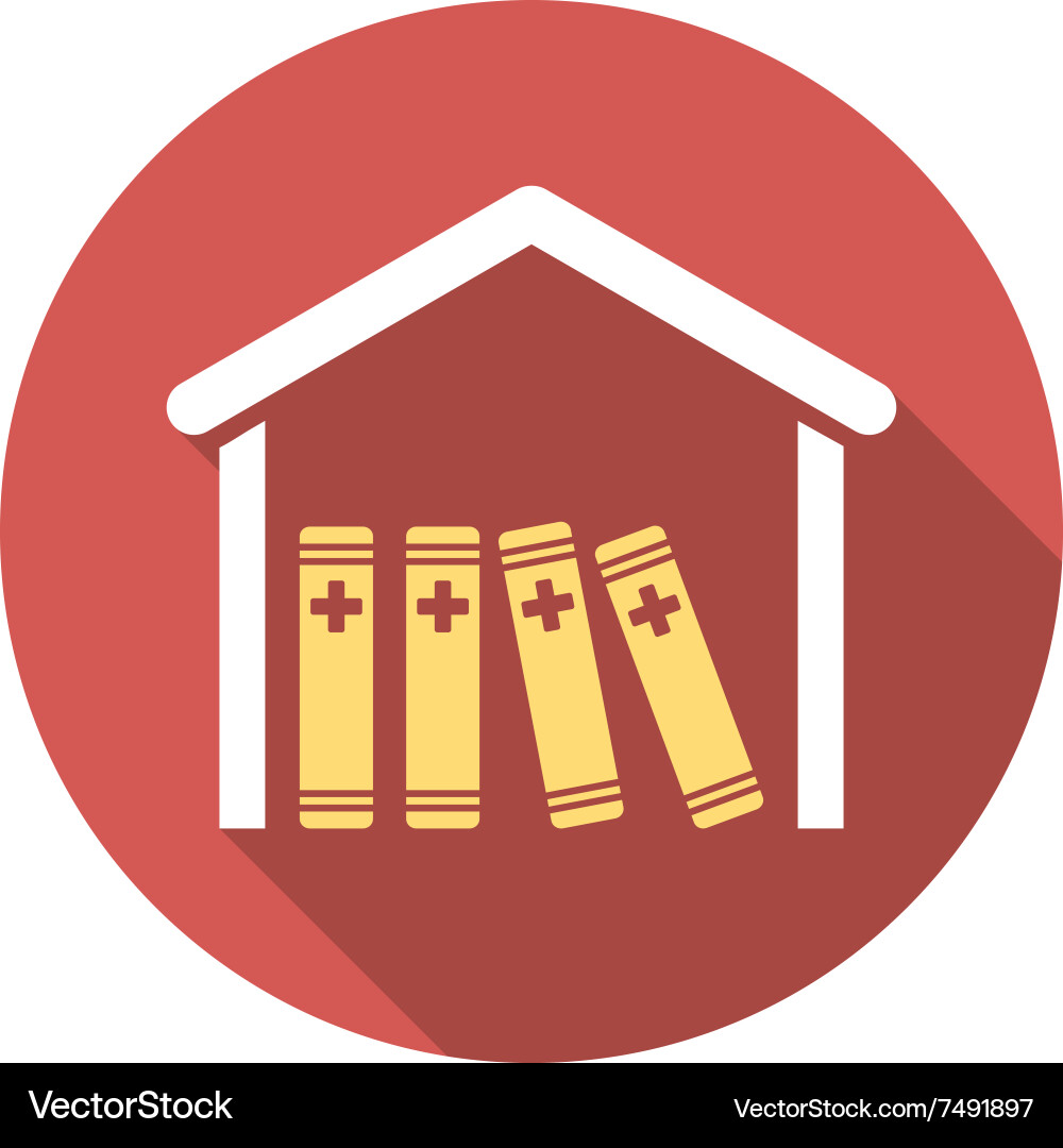 Medical library flat round icon with long shadow Vector Image