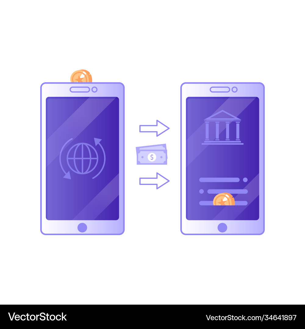 Mobile money transaction icon in flat design Vector Image