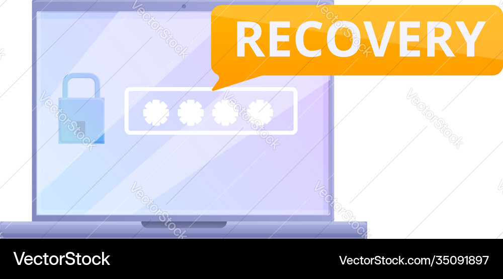 Notebook password recovery icon cartoon style Vector Image