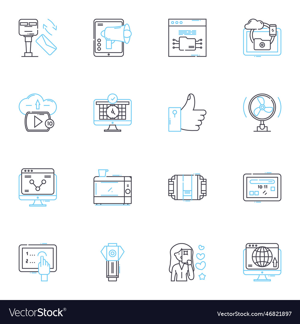 Online platform linear icons set connectivity Vector Image Online platform linear icons set connectivity Vector Image