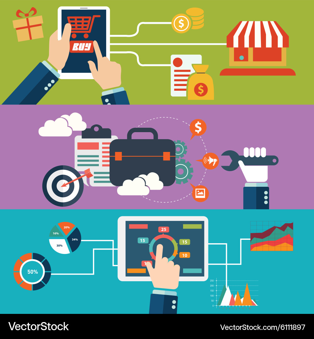 Set of flat design concepts for website layout Vector Image
