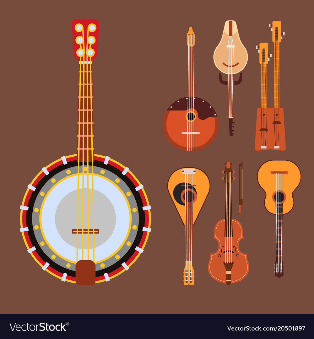Set of stringed musical instruments classical Vector Image Set of stringed musical instruments classical Vector Image