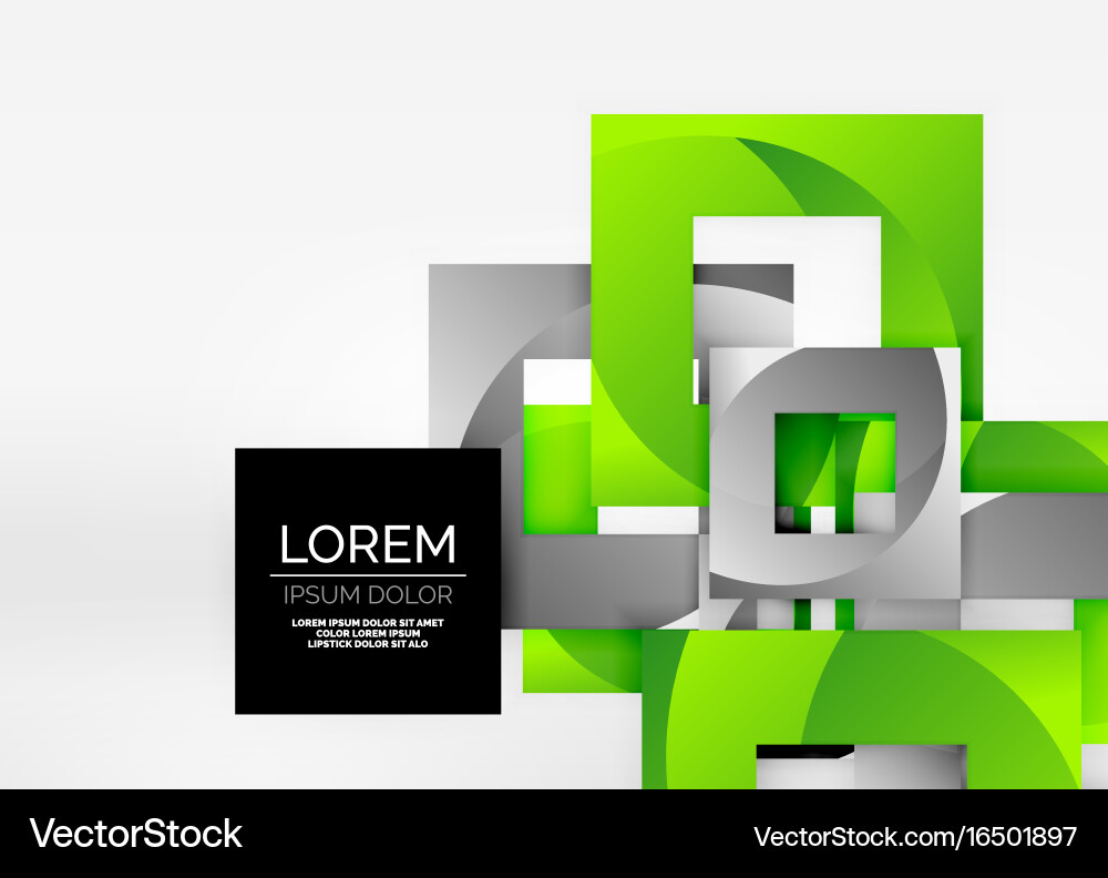 Squares geometric shapes in light grey 3d space Vector Image