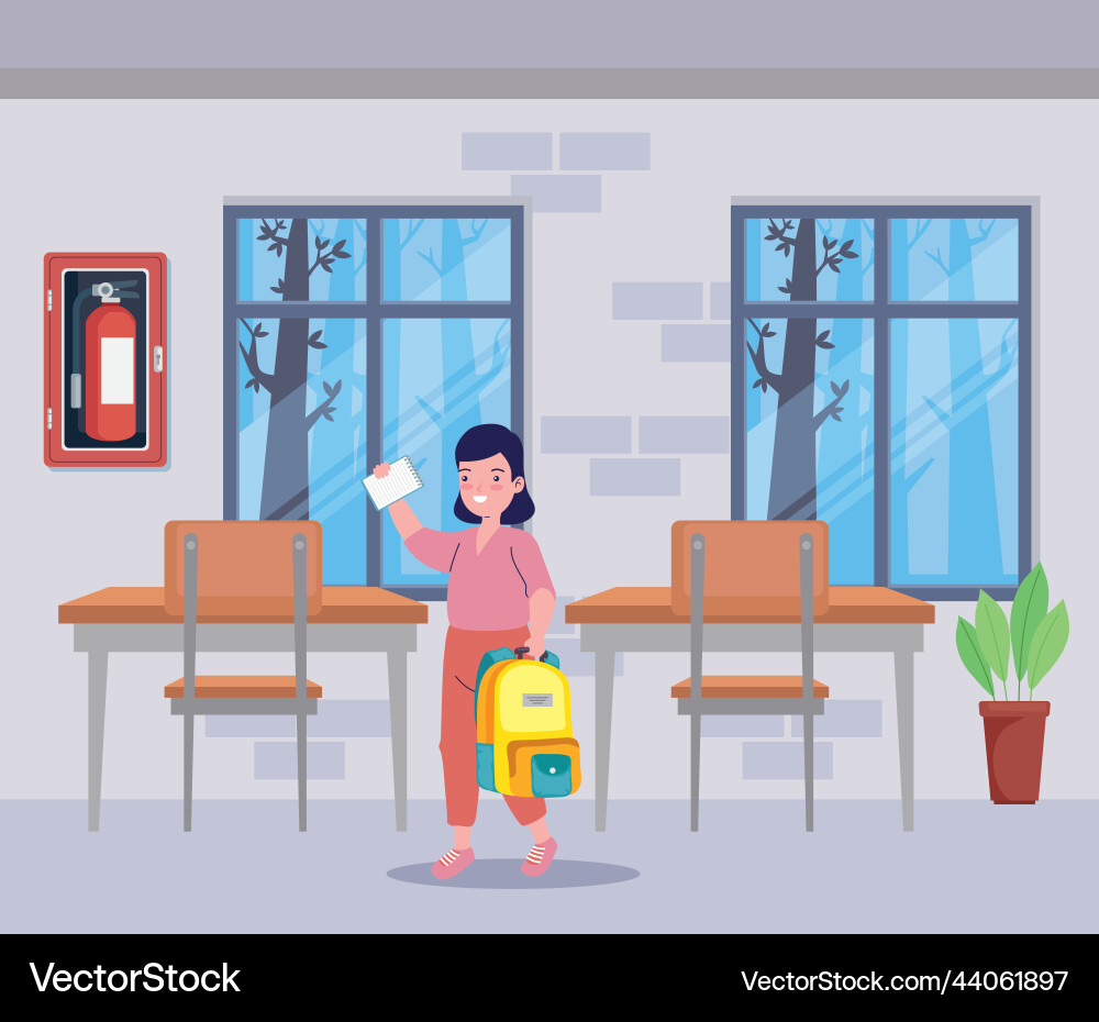Student girl in classroom Royalty Free Vector Image