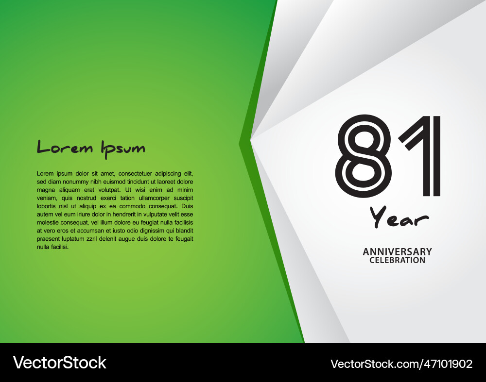 81 year anniversary celebration logotype on green Vector Image