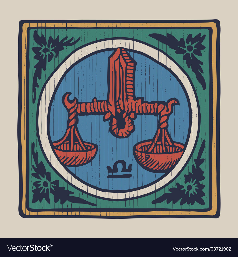 Balance zodiac medieval-style Royalty Free Vector Image