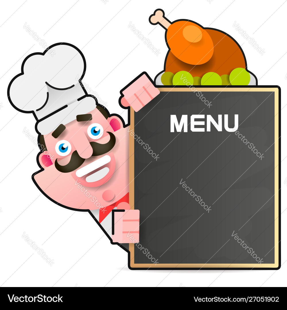 Cartoon menu character templates for cover Vector Image