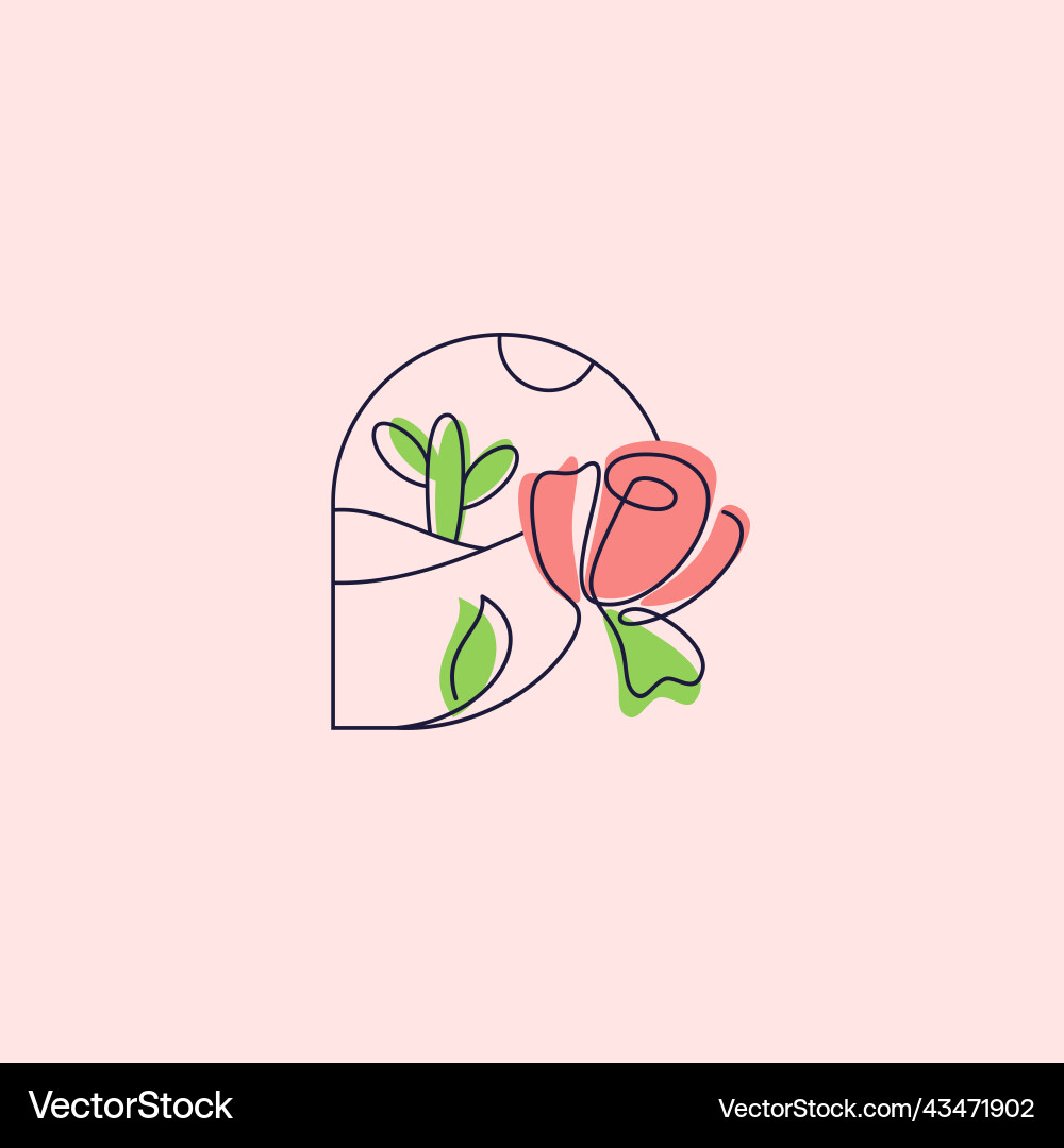 Desert and rose line art drawing Royalty Free Vector Image