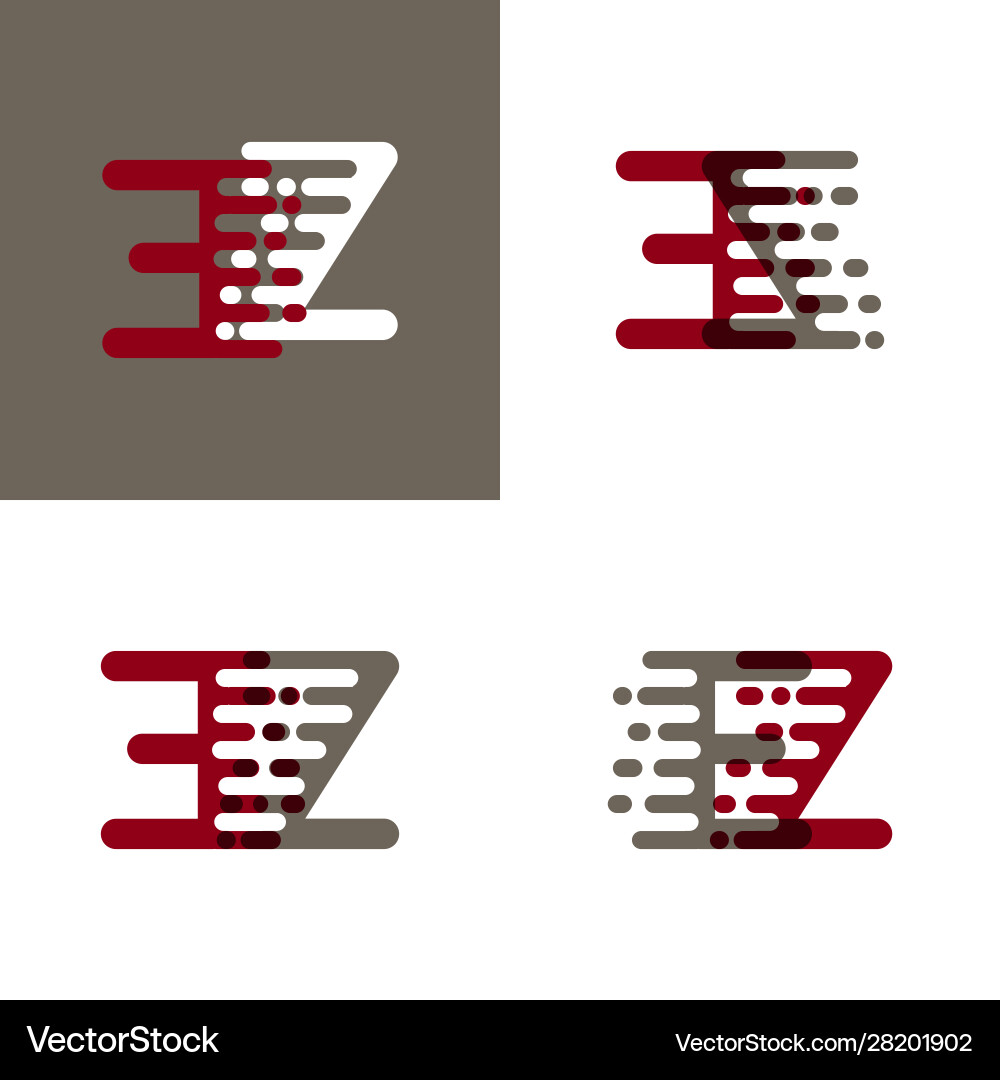 Ez letters logo with accent speed in drak red and Vector Image