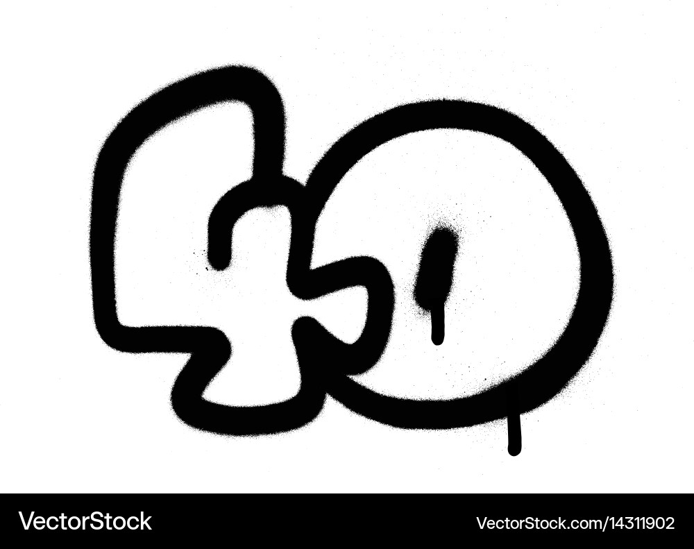 Graffiti bubble number 40 forty in black Vector Image