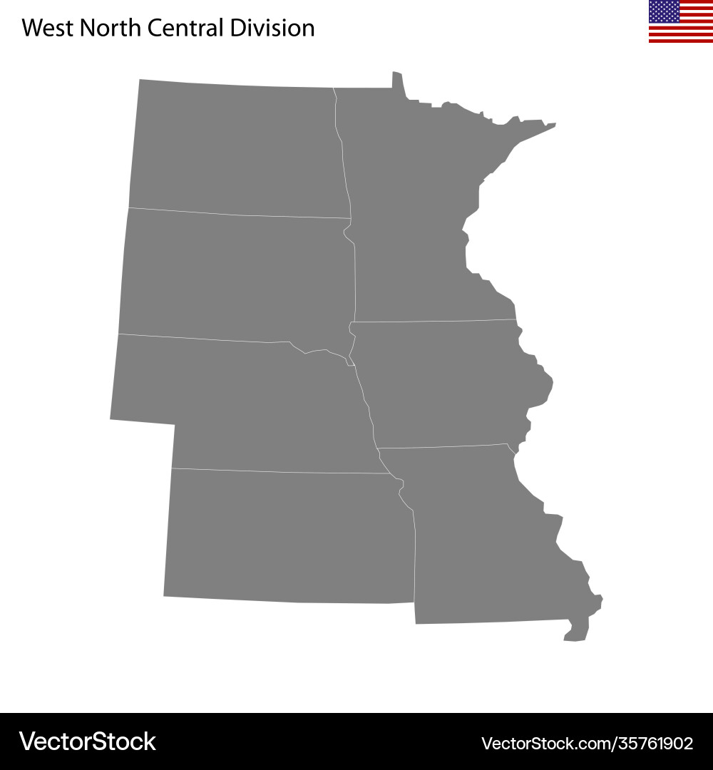 High quality map west north central division Vector Image
