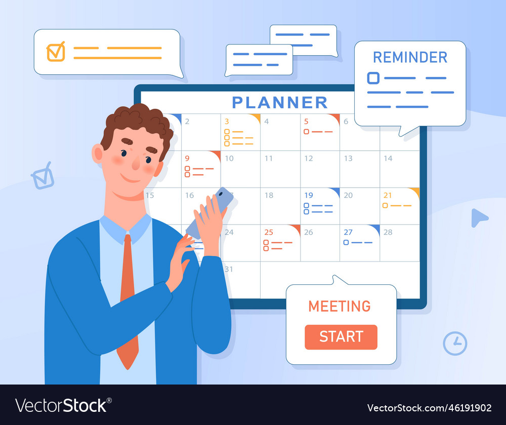 Man planning workflow Royalty Free Vector Image