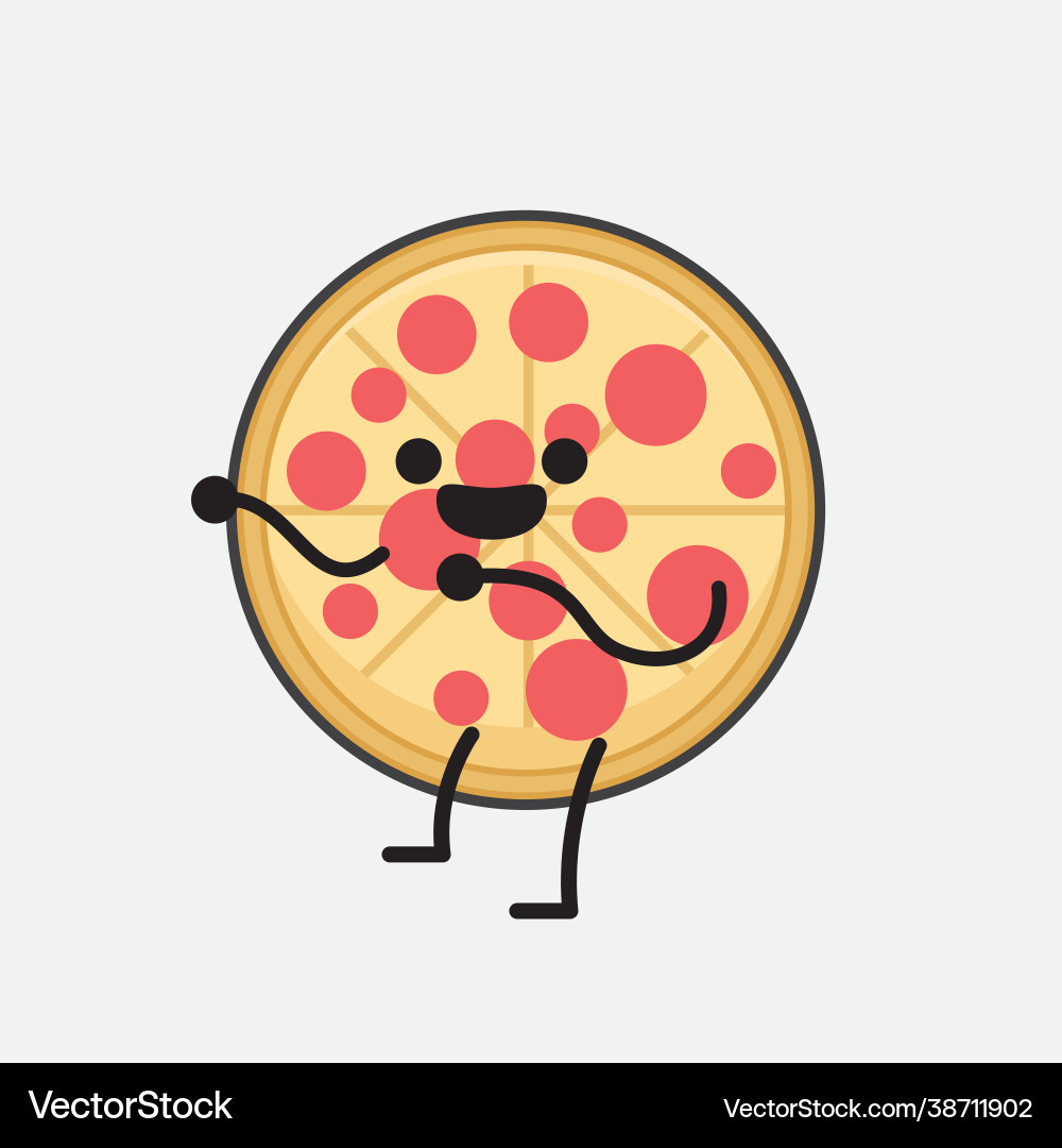 Pizza character with cute face and simple body Vector Image