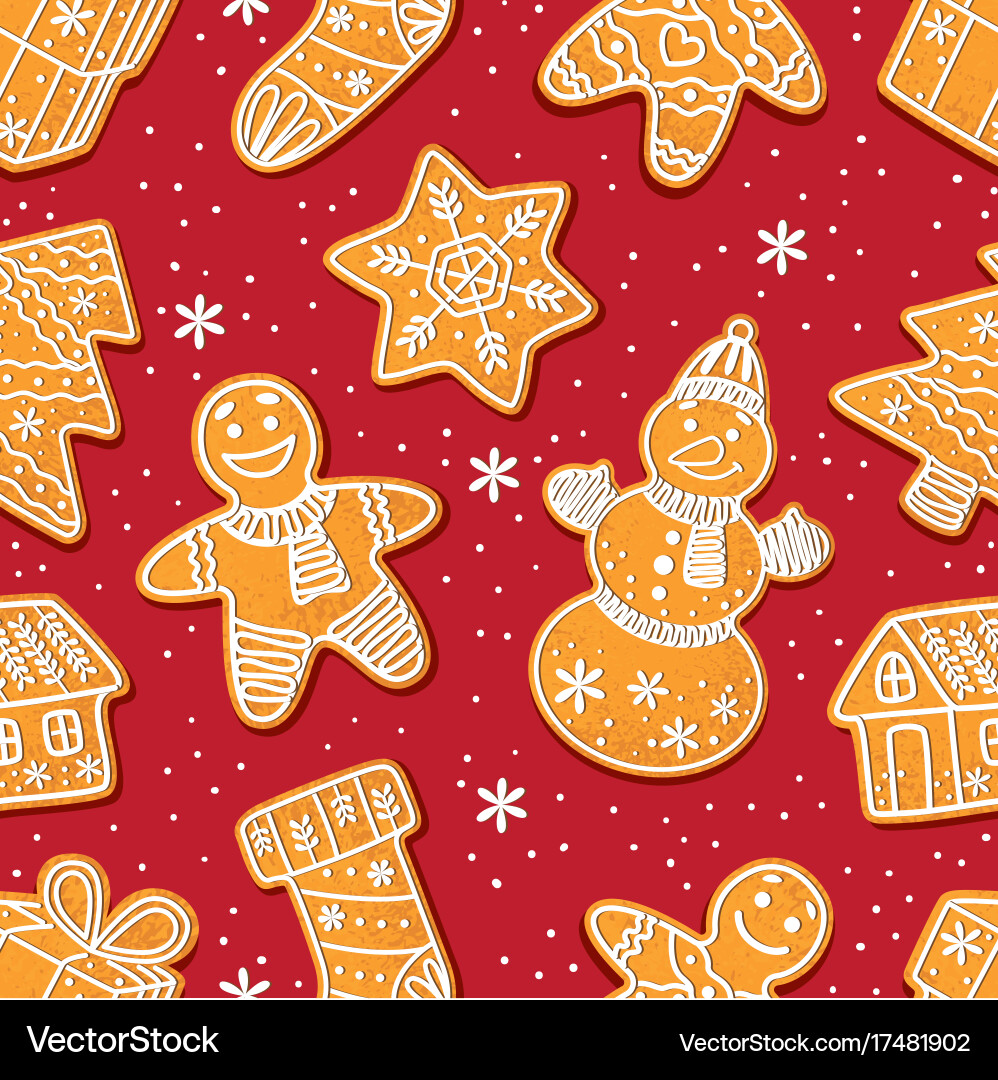 Seamless pattern of christmas gingerbread cookies Vector Image