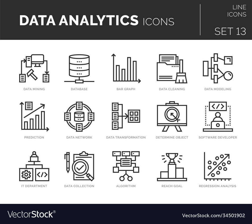 Set data analytics icons Royalty Free Vector Image