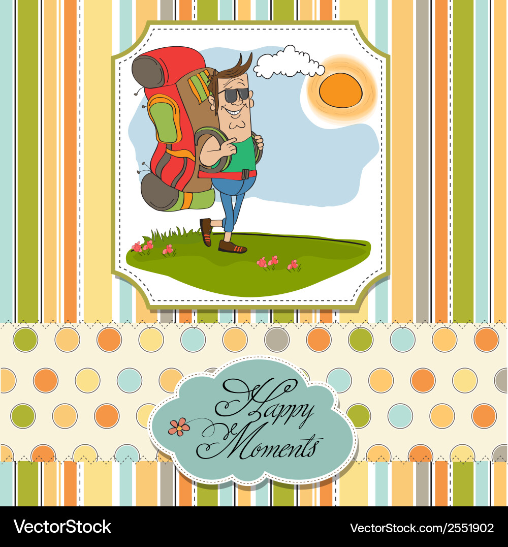 Tourist man traveling with backpack Royalty Free Vector