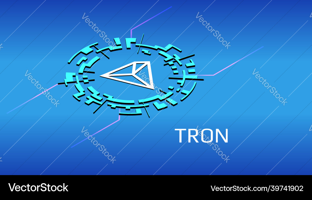 Tron trx isometric token symbol in digital circle Vector Image