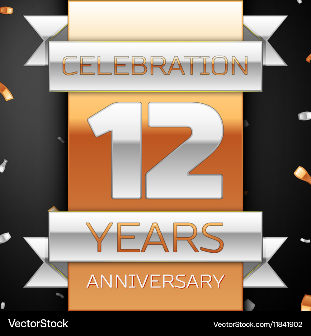 Twelve years anniversary celebration golden Vector Image