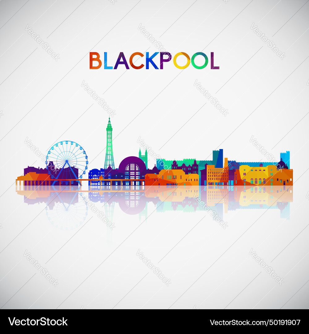 Blackpool skyline silhouette in colorful Vector Image
