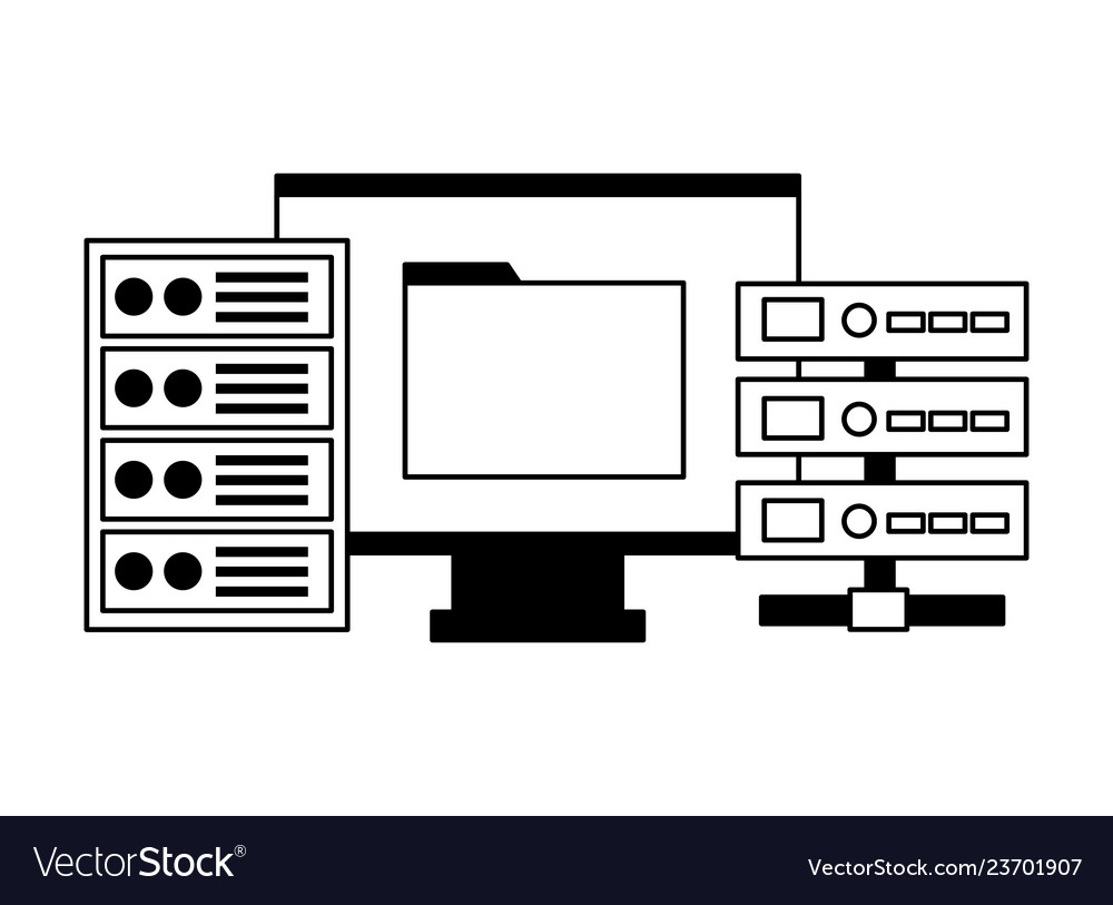 Computer folder database server Royalty Free Vector Image