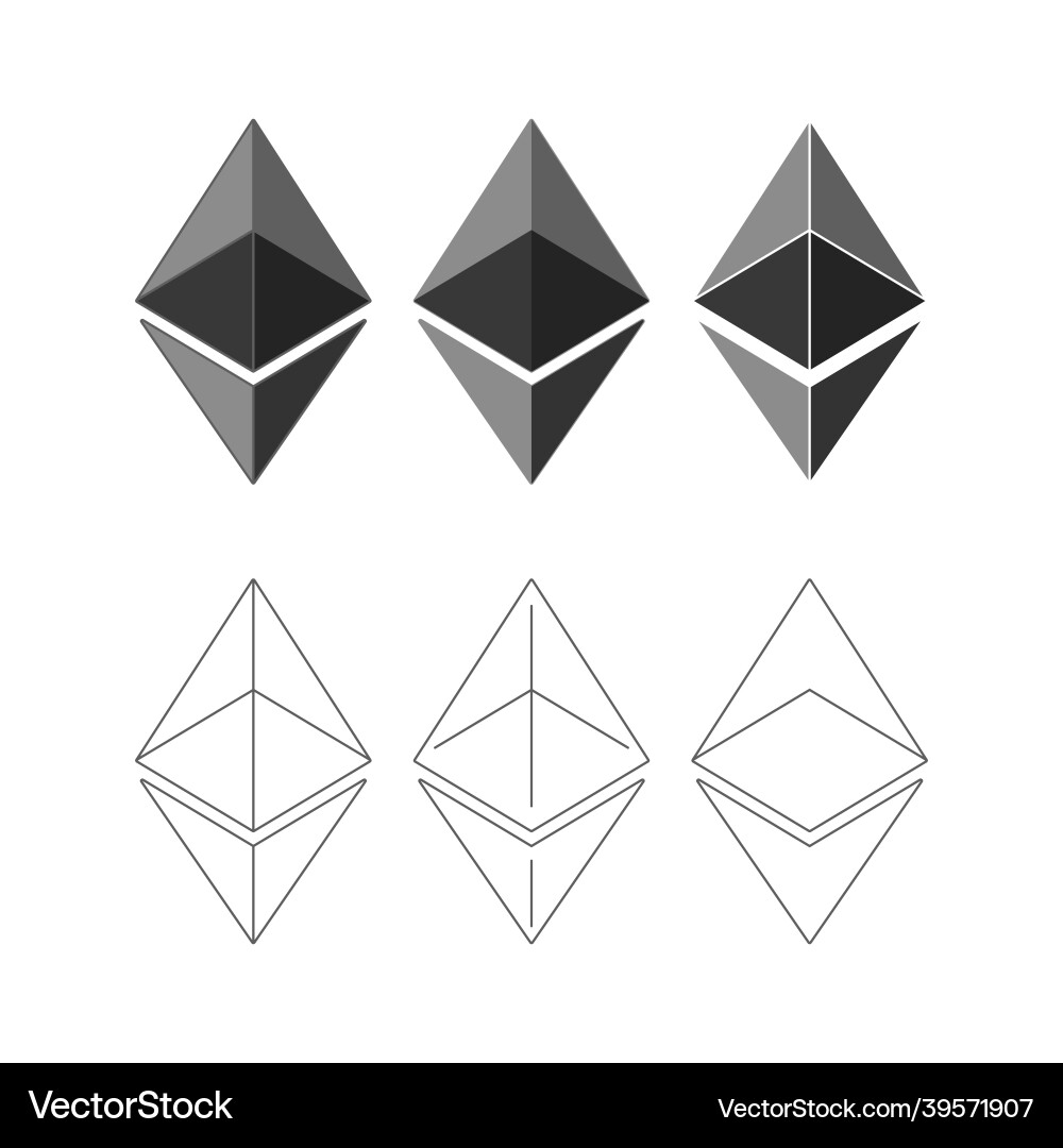Ethereum cripto currency icon Royalty Free Vector Image