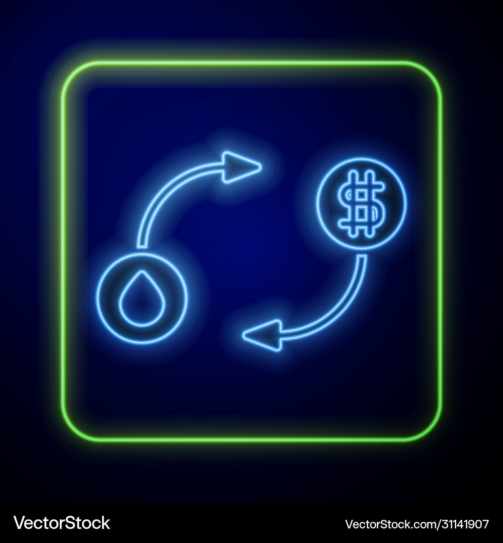 Glowing neon oil exchange water transfer convert Vector Image