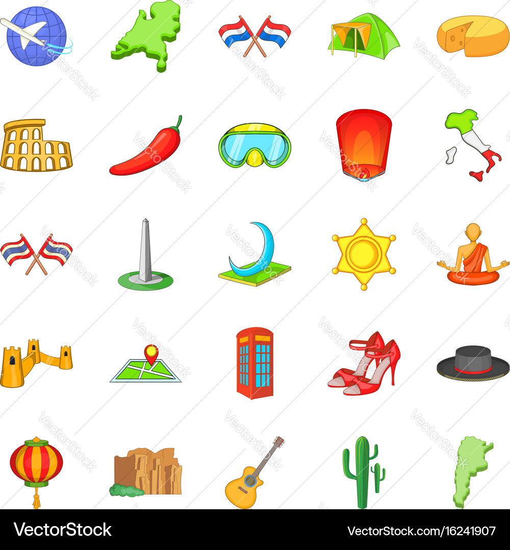 Go icons set cartoon style Royalty Free Vector Image