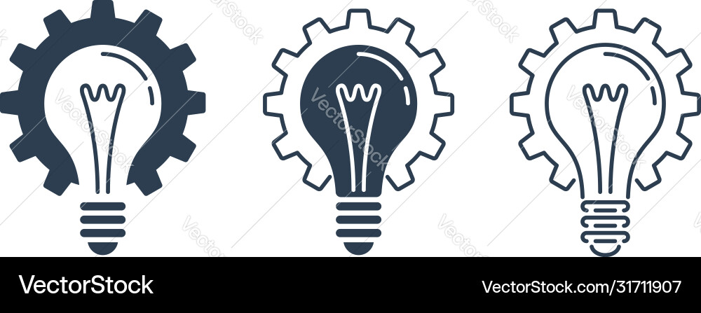 Innovation or idea icon - lamp and gear Royalty Free Vector
