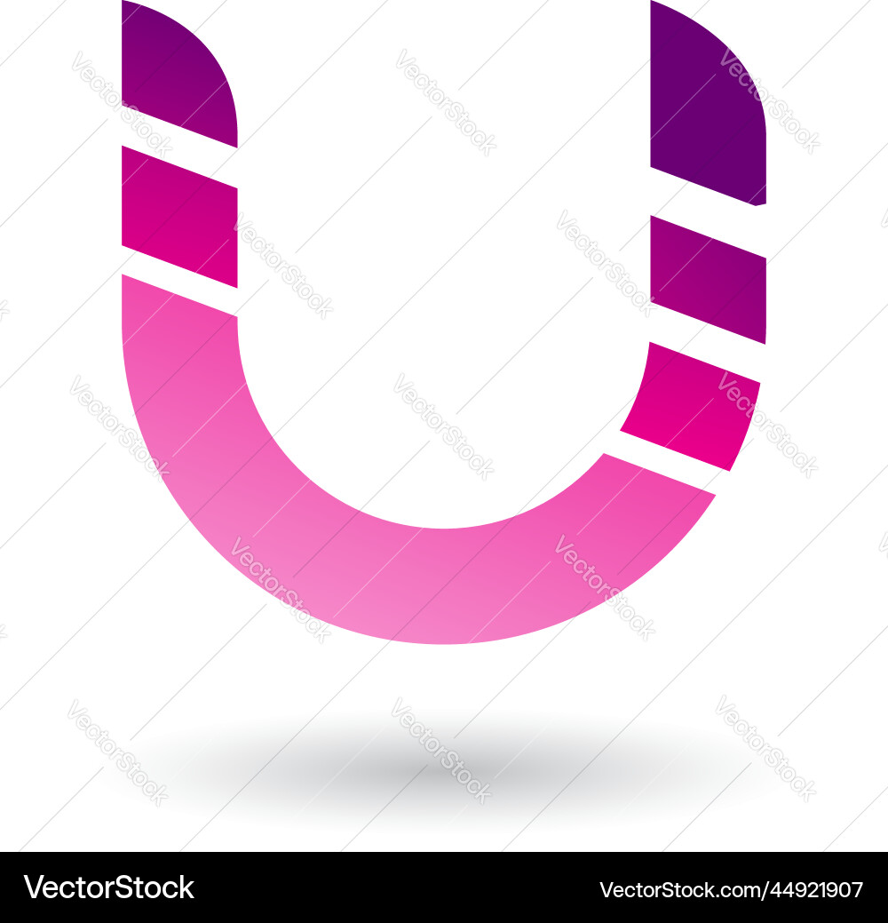 Magenta striped bold icon for letter u Royalty Free Vector