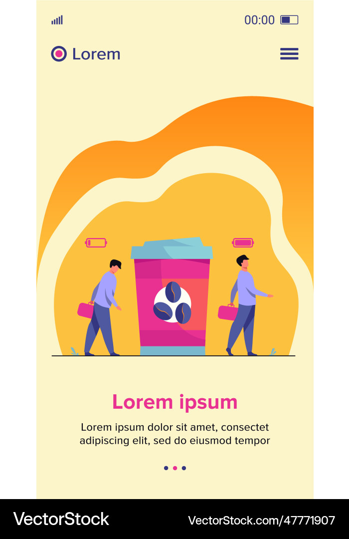 Man getting energy from cup of coffee Royalty Free Vector