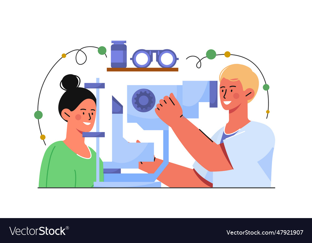 Optometrist performs eye concept Royalty Free Vector Image