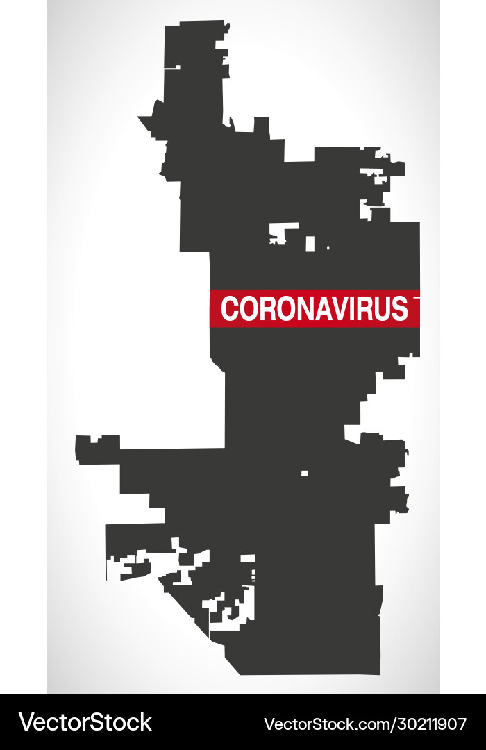 Phoenix arizona city map with coronavirus warning Vector Image