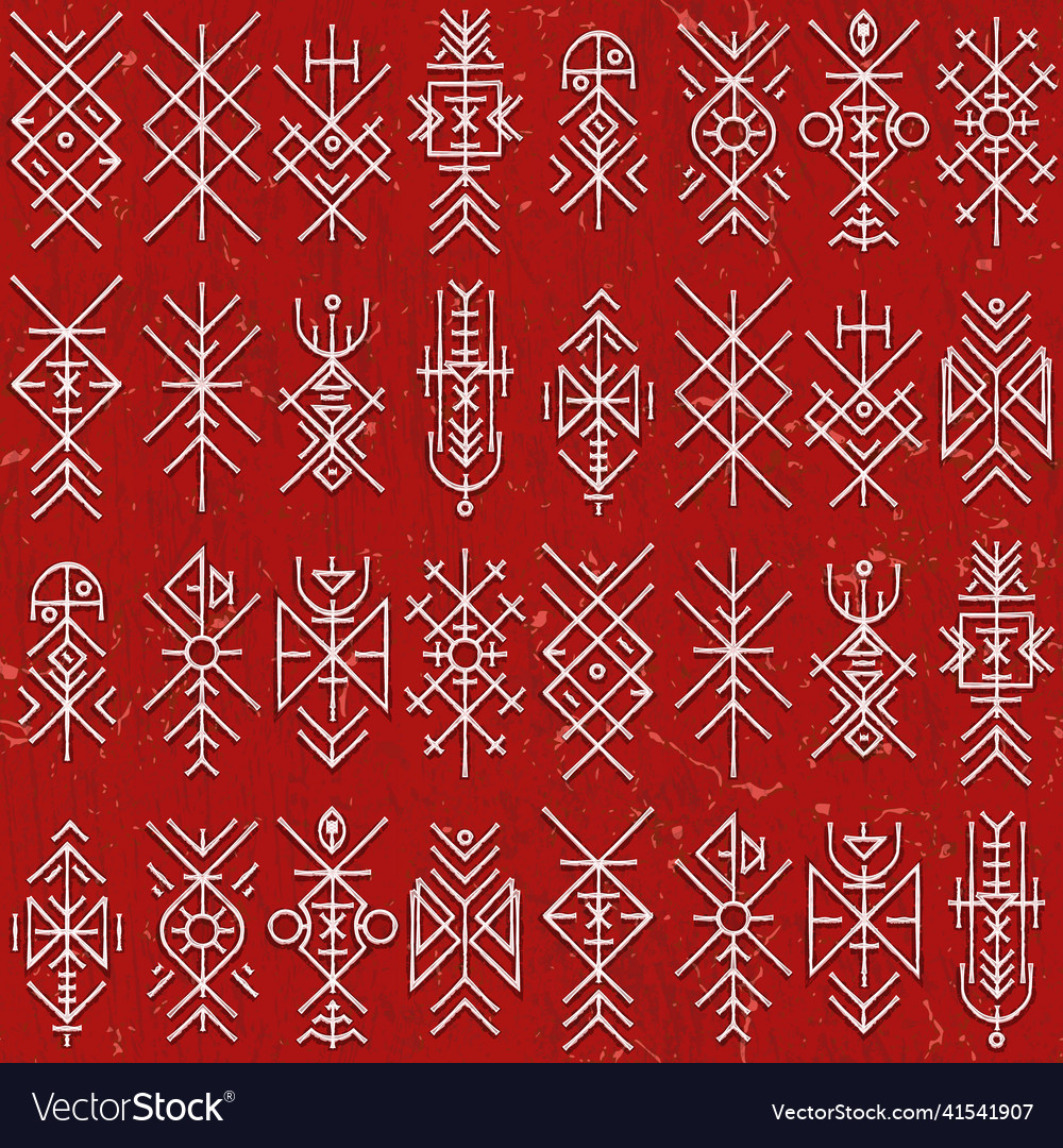 Red runic seamless pattern Royalty Free Vector Image