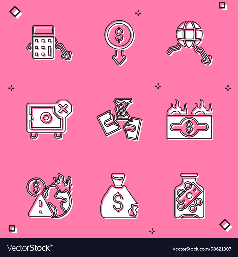 Set calculation expenses dollar rate decrease Vector Image