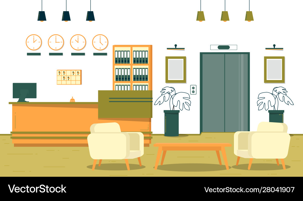 Successful company office reception cartoon Vector Image
