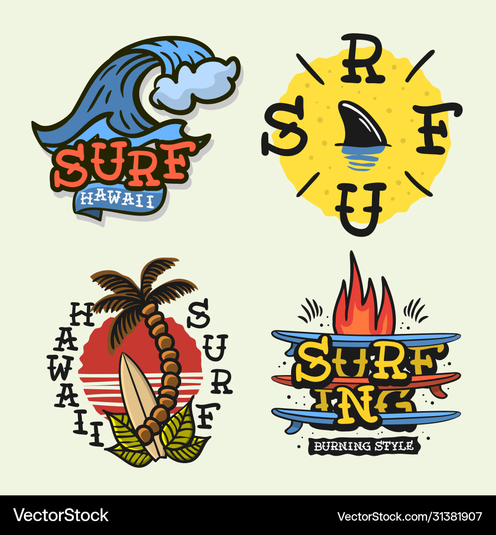 Surfing style surf summer time beach life Vector Image