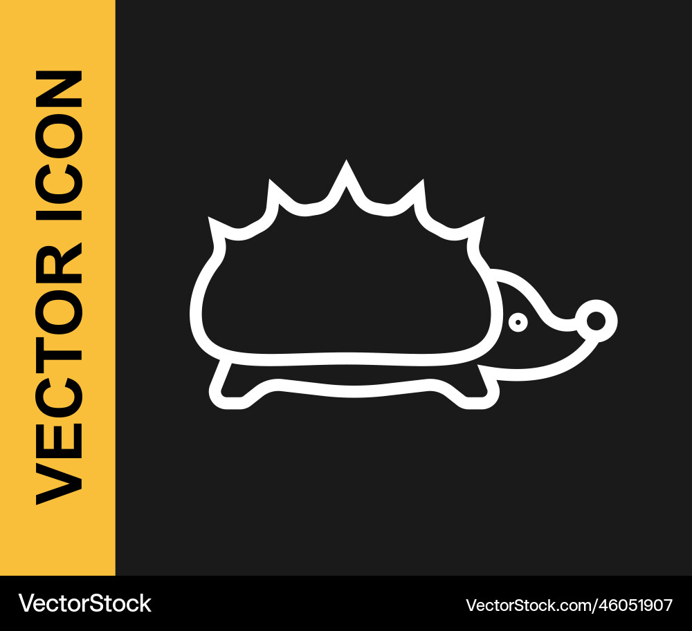 White line hedgehog icon isolated on black Vector Image