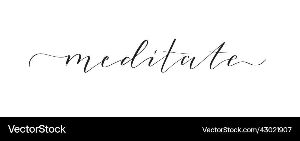 Word meditate written in cute modern calligraphy Vector Image