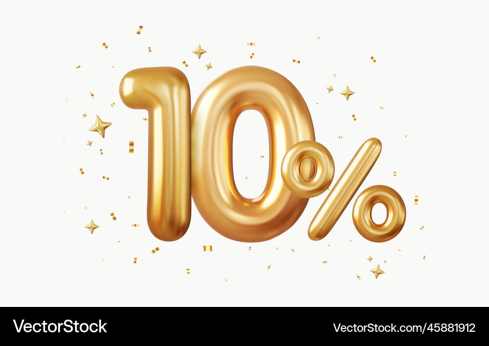 3d 10 percent off discount Royalty Free Vector Image