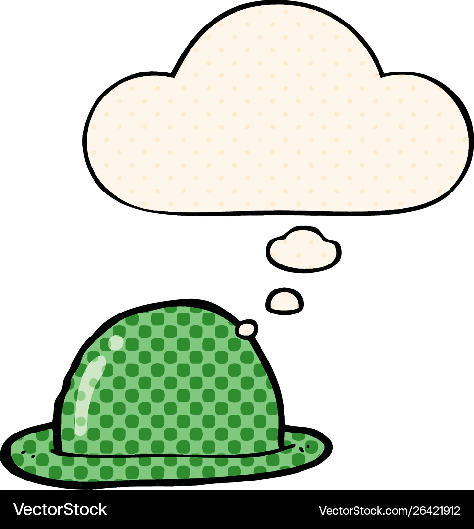 Cartoon bowler hat and thought bubble in comic Vector Image