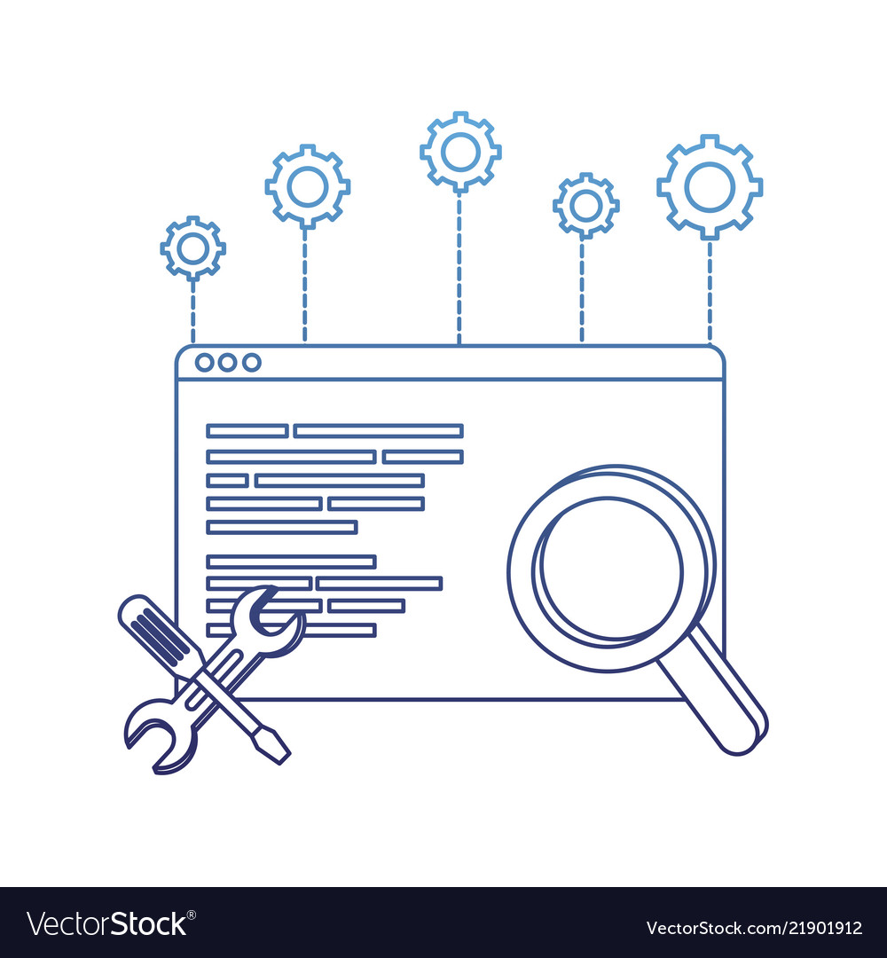 Degraded outline website code program Royalty Free Vector