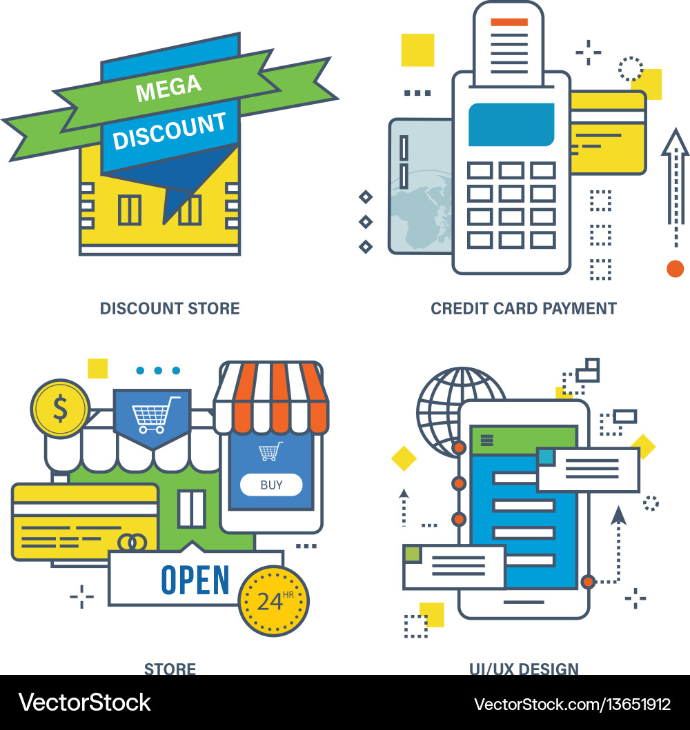 Discount store credit card payment Royalty Free Vector Image