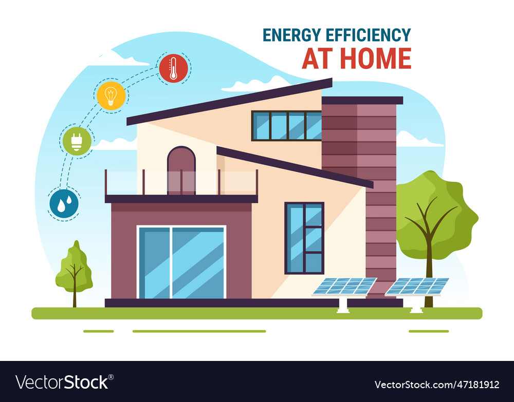 Energy efficient at home of smart house Royalty Free Vector