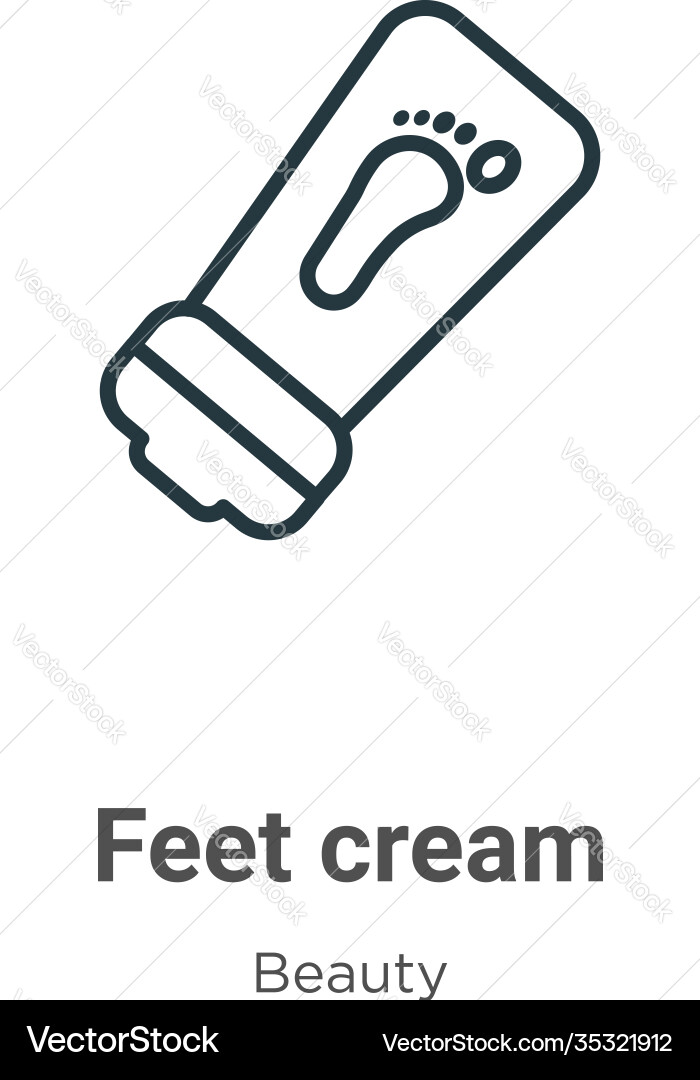 Feet cream outline icon thin line black Royalty Free Vector
