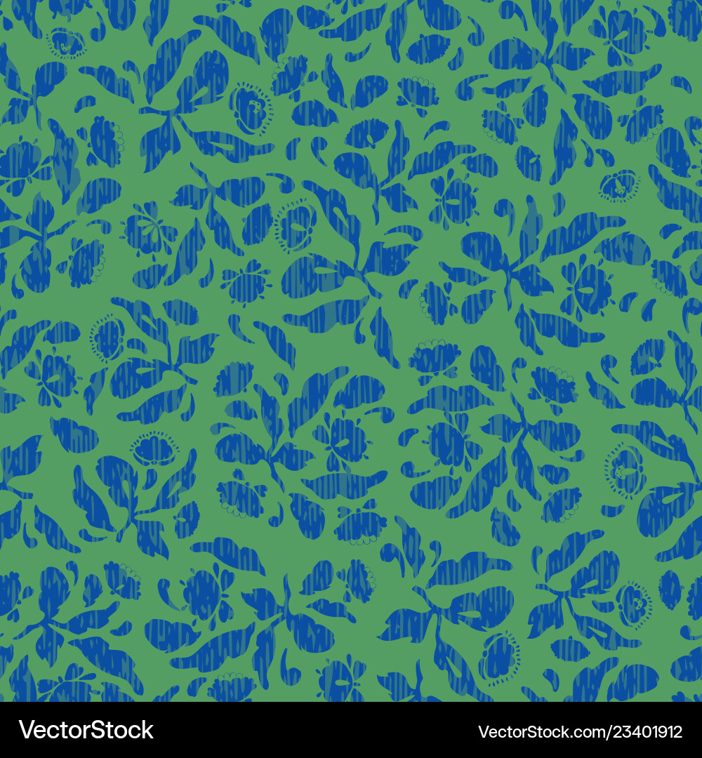 Green and blue folk art floral pattern Royalty Free Vector