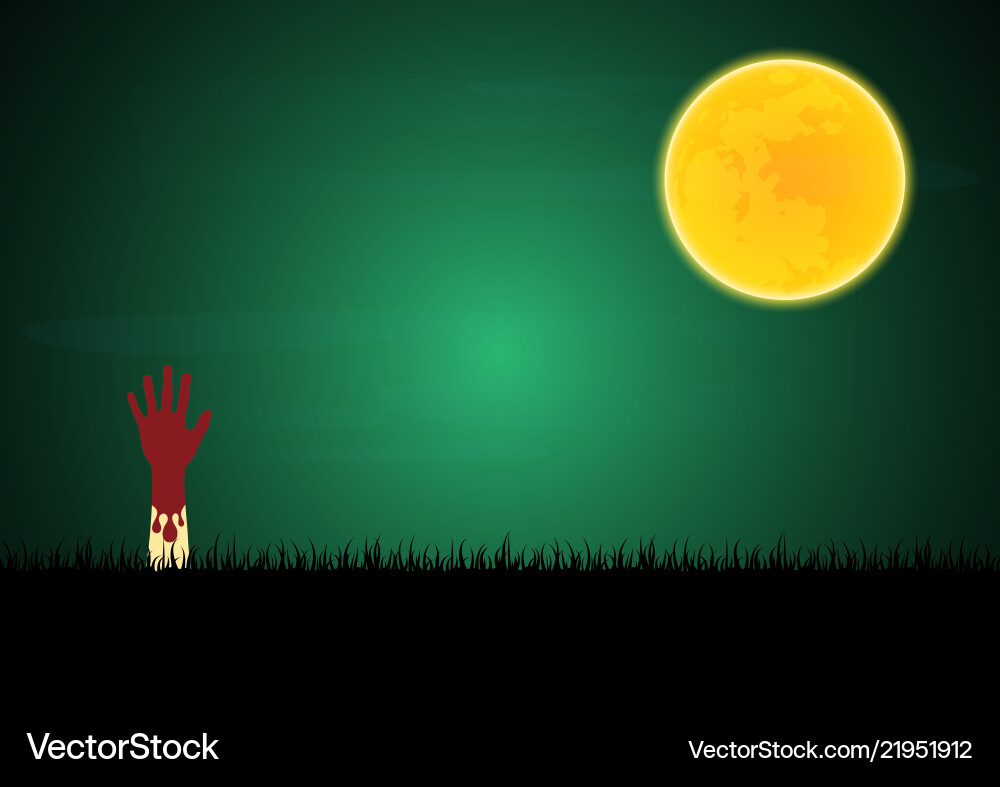 Halloween blood zombie hand moon Royalty Free Vector Image