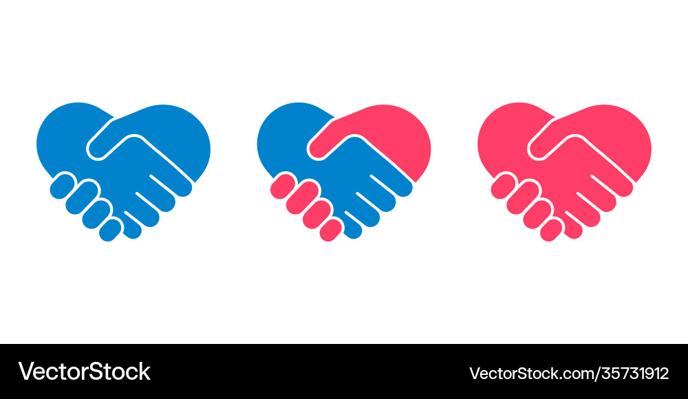 Hands shake heart and help symbol handshake icon Vector Image