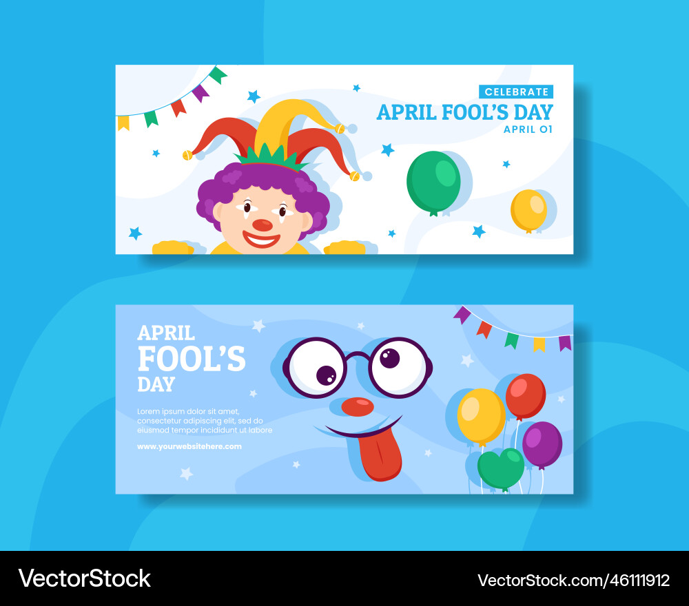 Happy april fools day horizontal banner flat Vector Image
